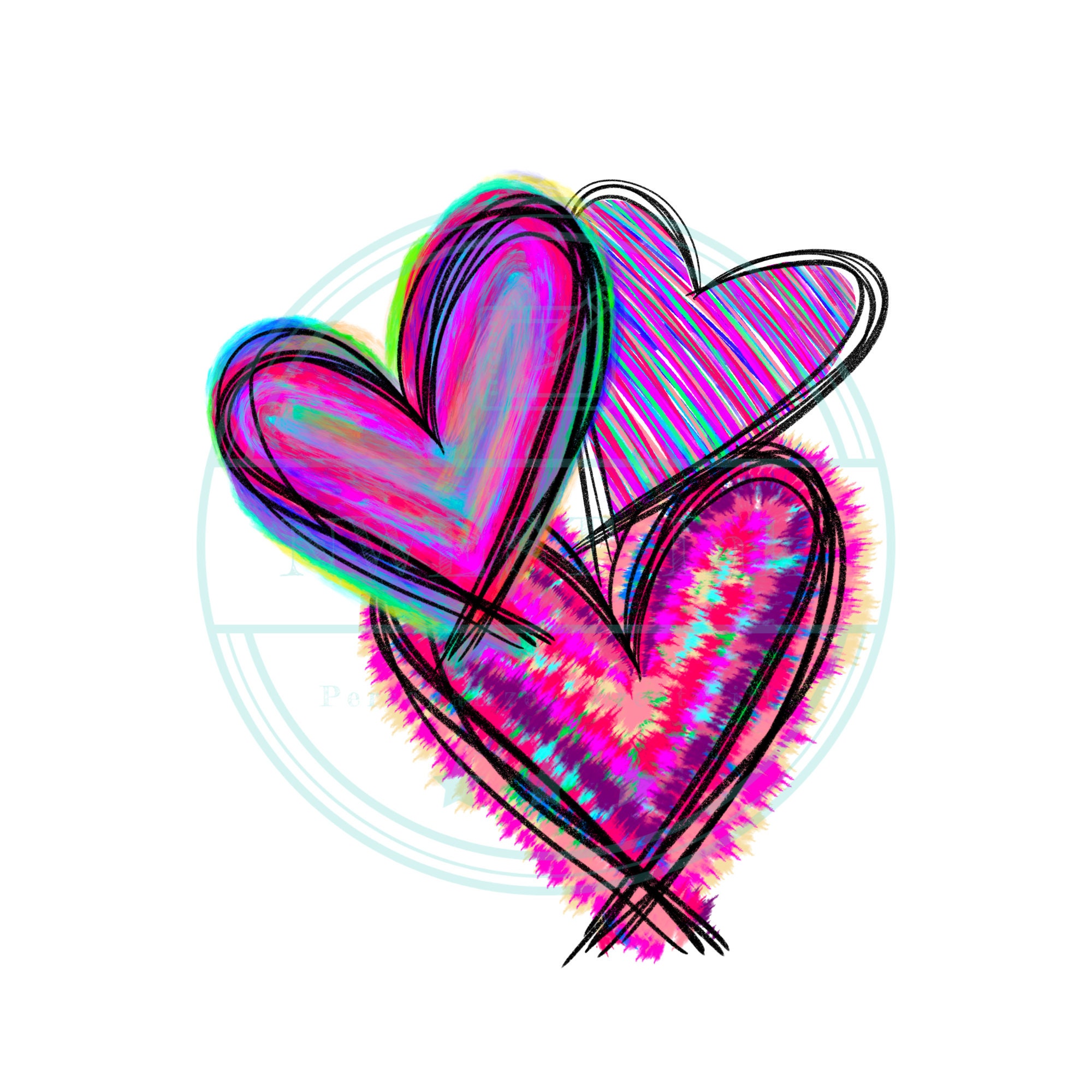 Valentine Clipart Png Tie-dye Love Heart Clipart - Etsy