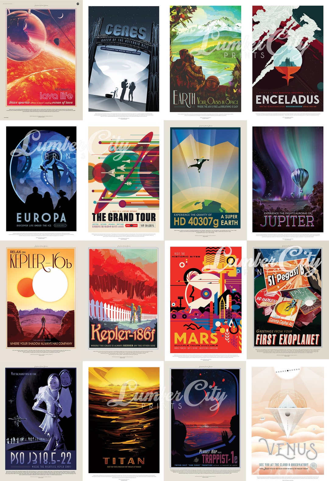 NASA Posters: Space Tourism Exoplanet Poster Series Space Travel Gift ...