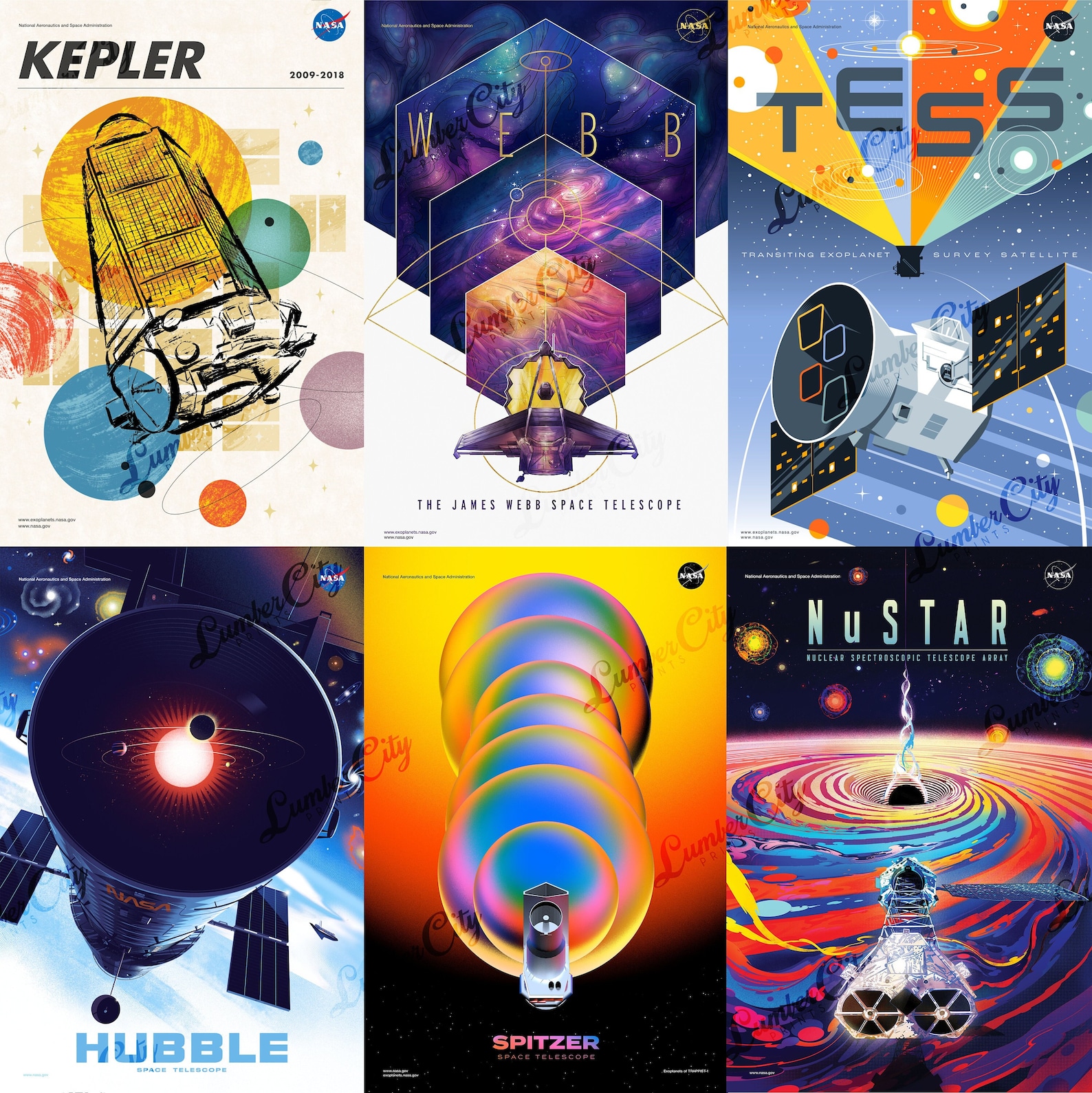 NASA Posters: Space Telescope Poster Series Full Set 6 Prints 19 X 13 ...