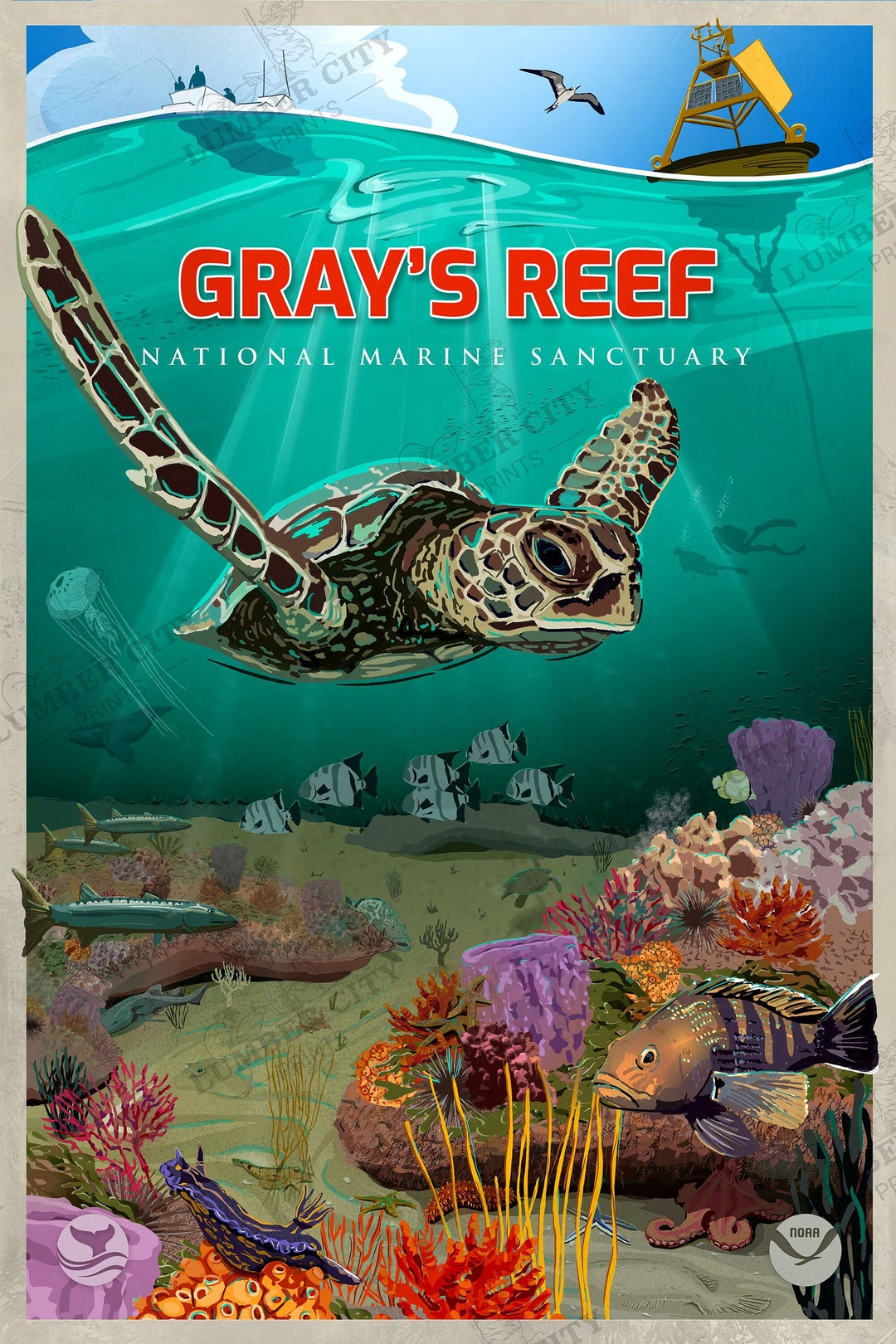 NOAA Poster: Gray's Reef National Marine Sanctuary System Oceanic ...