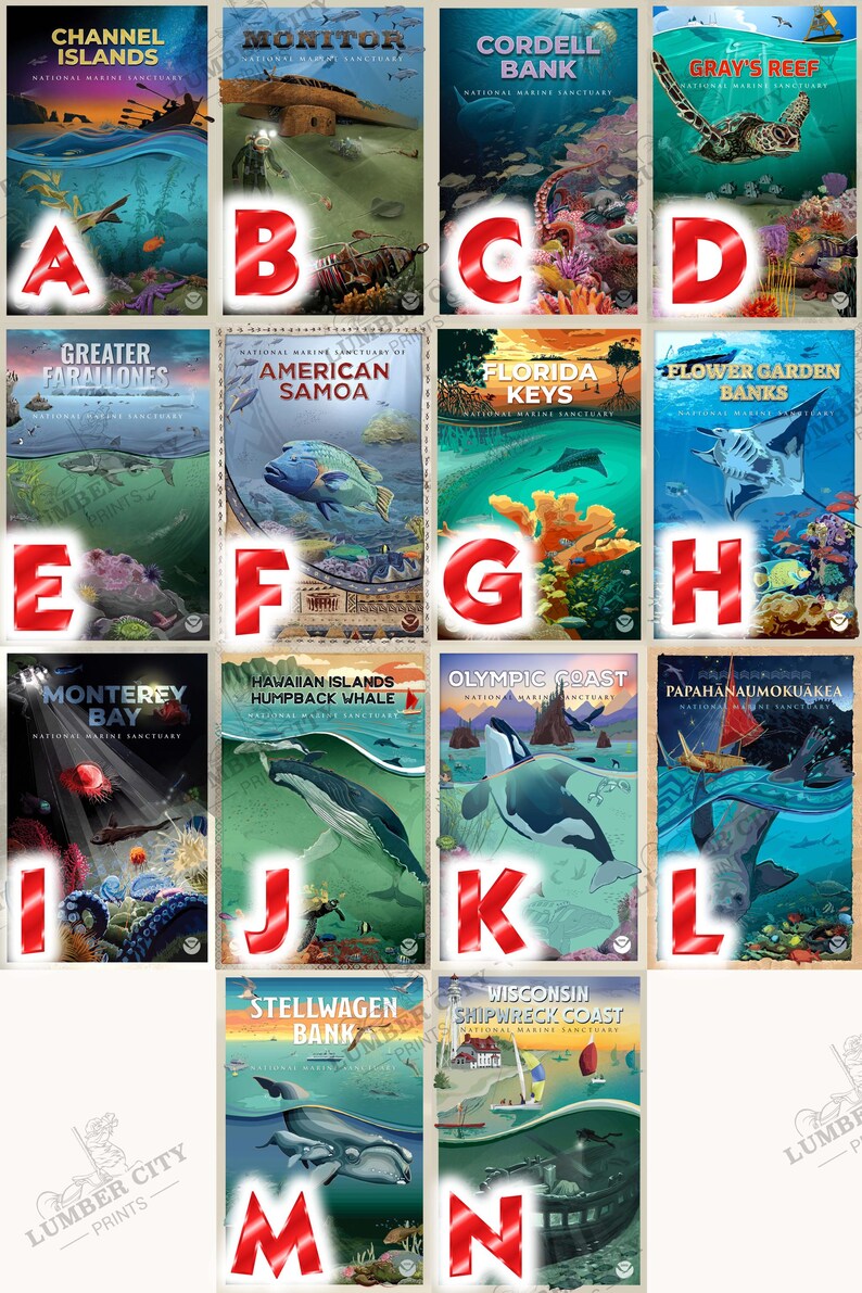 NOAA Posters: National Marine Sanctuary System Posters Oceanic Print ...