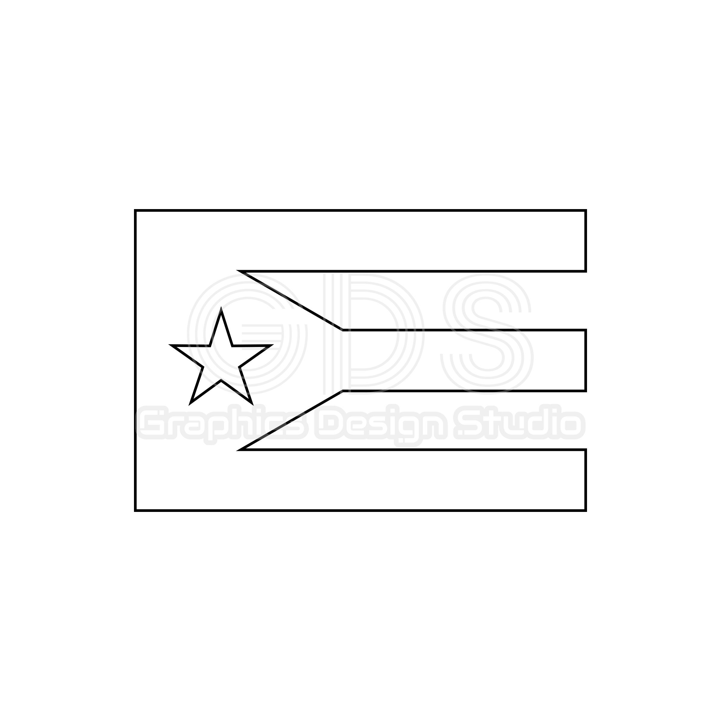 Puerto Rico Flag SVG Revolution Flag Outline Svg Vector File Clip Art ...