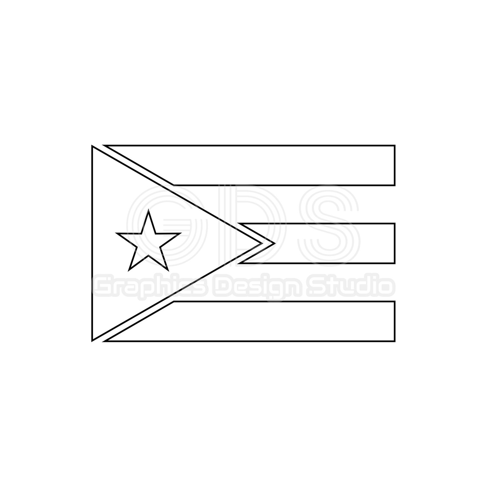 Puerto Rico BW Flag Outline SVG Puerto Rico Flag Svg Country | Etsy