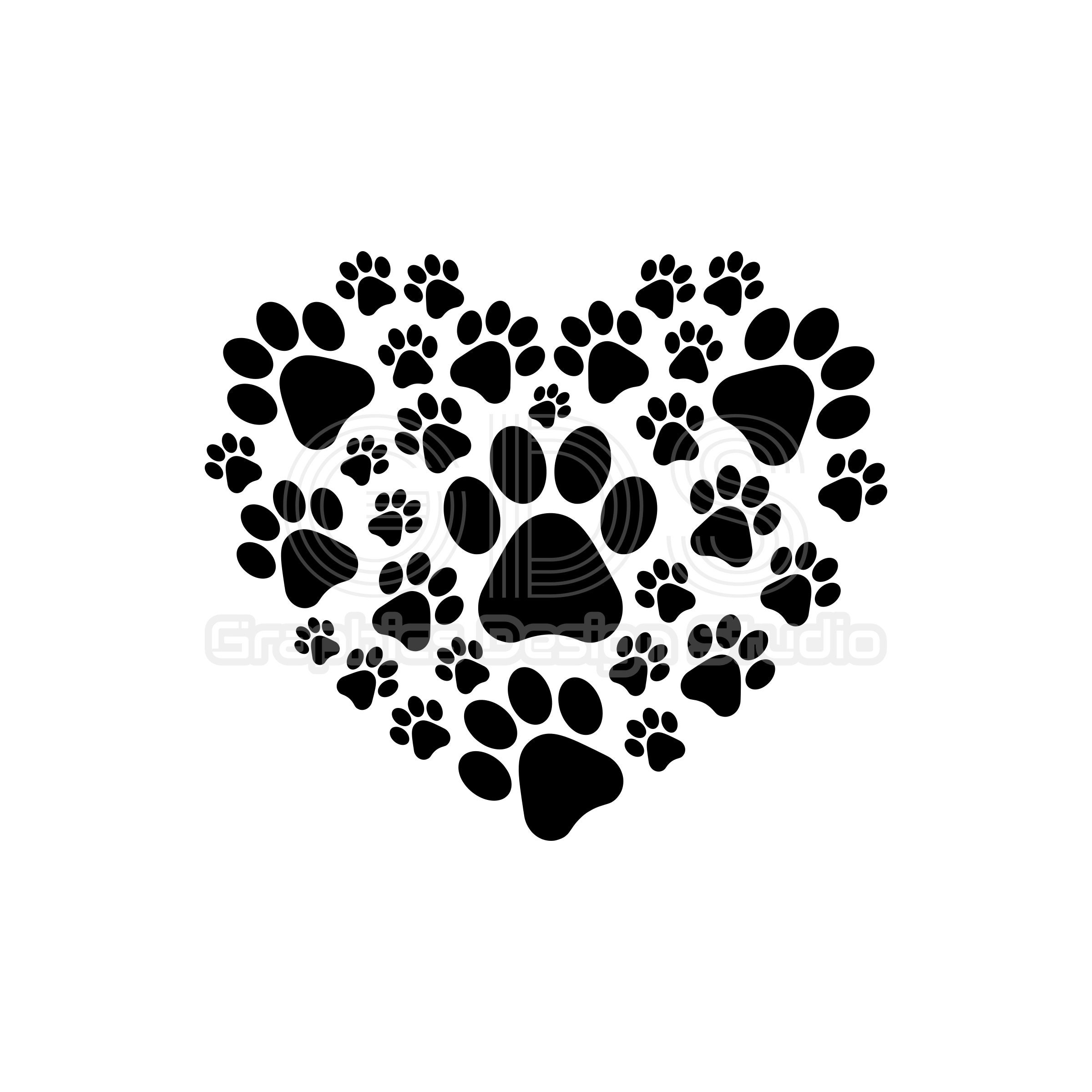 Pfote Druck Herz SVG Pfote Herz Druck SVG Hund Pfoten Svg | Etsy