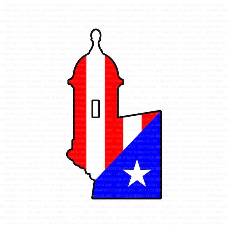 Puerto Rico Flag Garita El Morro Silhouette SVG Vector - Etsy