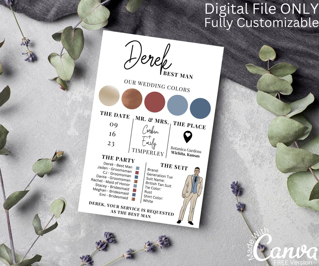 Groomsman Information Card Template Groomsman Card Groomsman Proposal ...