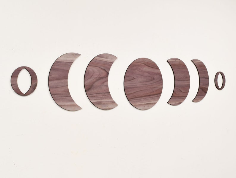 Moon Phases Wood Wall Art, Moon Wooden Hanging, Boho Sun Moon Eclipse ...