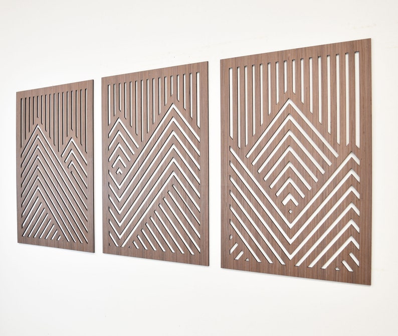 Mountain Wood Wall Art, Geometric Mountains, Mountain Wall Decor, Wood ...