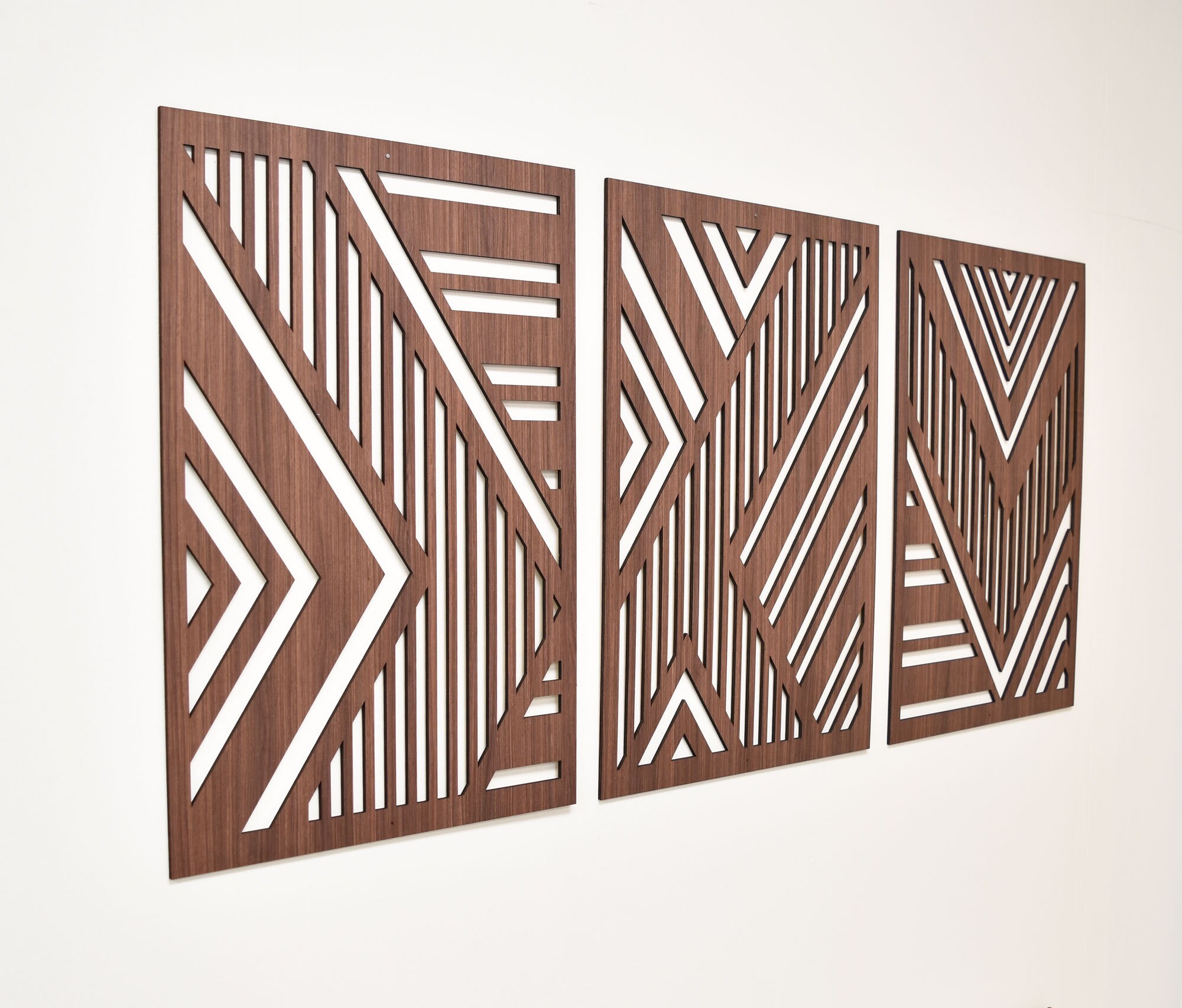 Wood Wall Decor Set of 3 Geometric Wood Art 3D Textured - Etsy