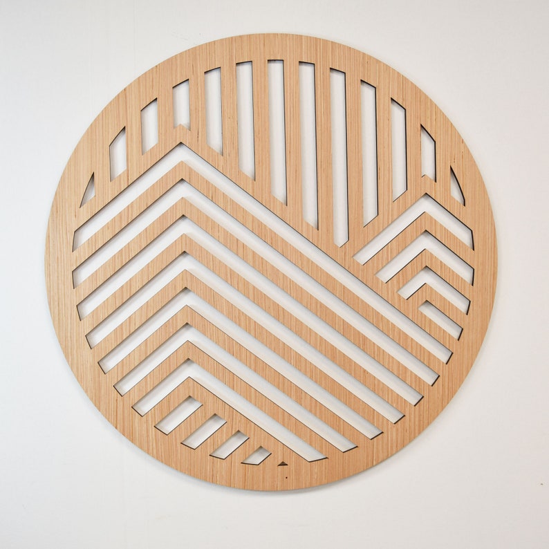 Wood Mountains Wall Art Geometric Round Circle Wooden Artwork - Etsy