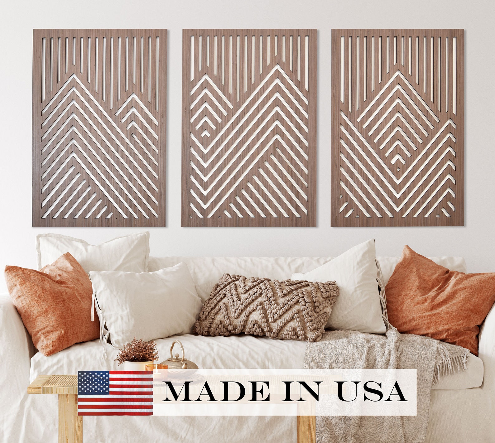 Mountain Wood Wall Art, Geometric Mountains, Mountain Wall Decor, Wood ...