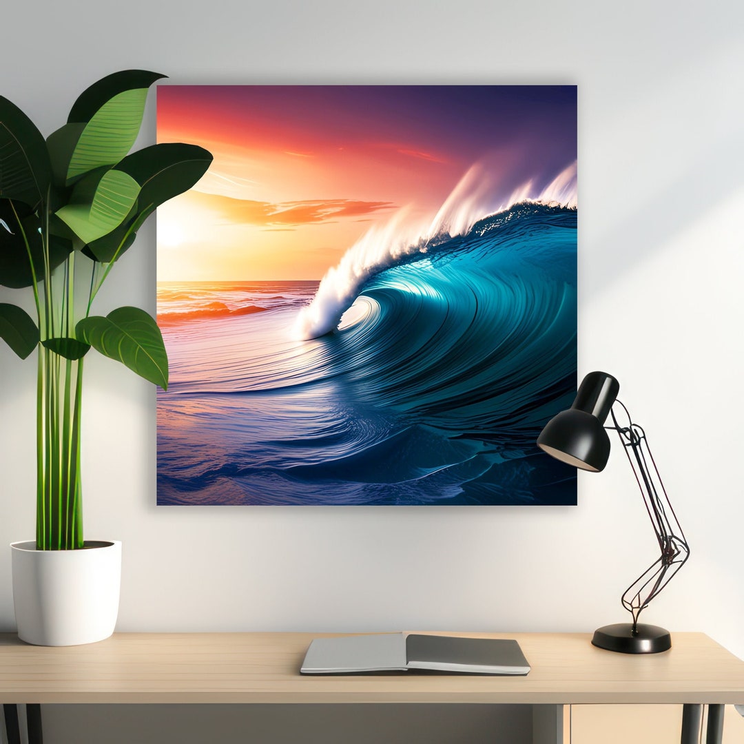 Metal Wall Art Tropical Ocean Wave at Sunset Beach House - Etsy