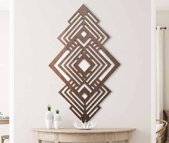Wood Wall Art Diamonds 3D Geometric Wall Art Boho Wall Art - Etsy