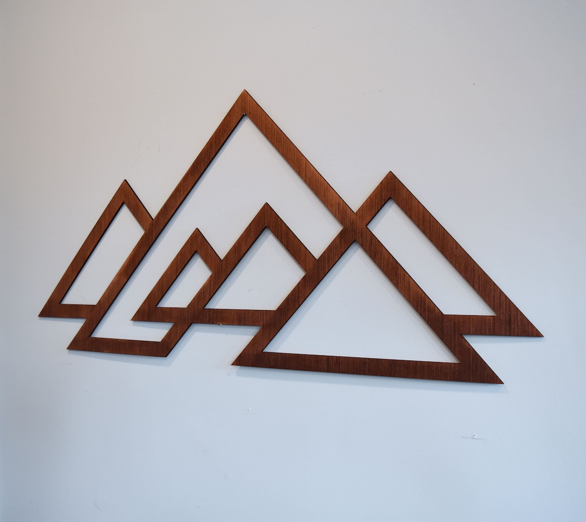 Mountain Wood Wall Art Geometric Wooden Artwork Minimalist - Etsy