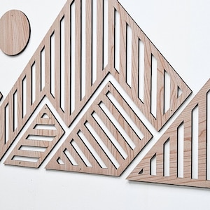 Geometric Mountains Wood Wall Art Panels, Abstract Wooden Mountain ...