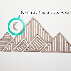 Geometric Mountains Wood Wall Art Panels, Abstract Wooden Mountain ...