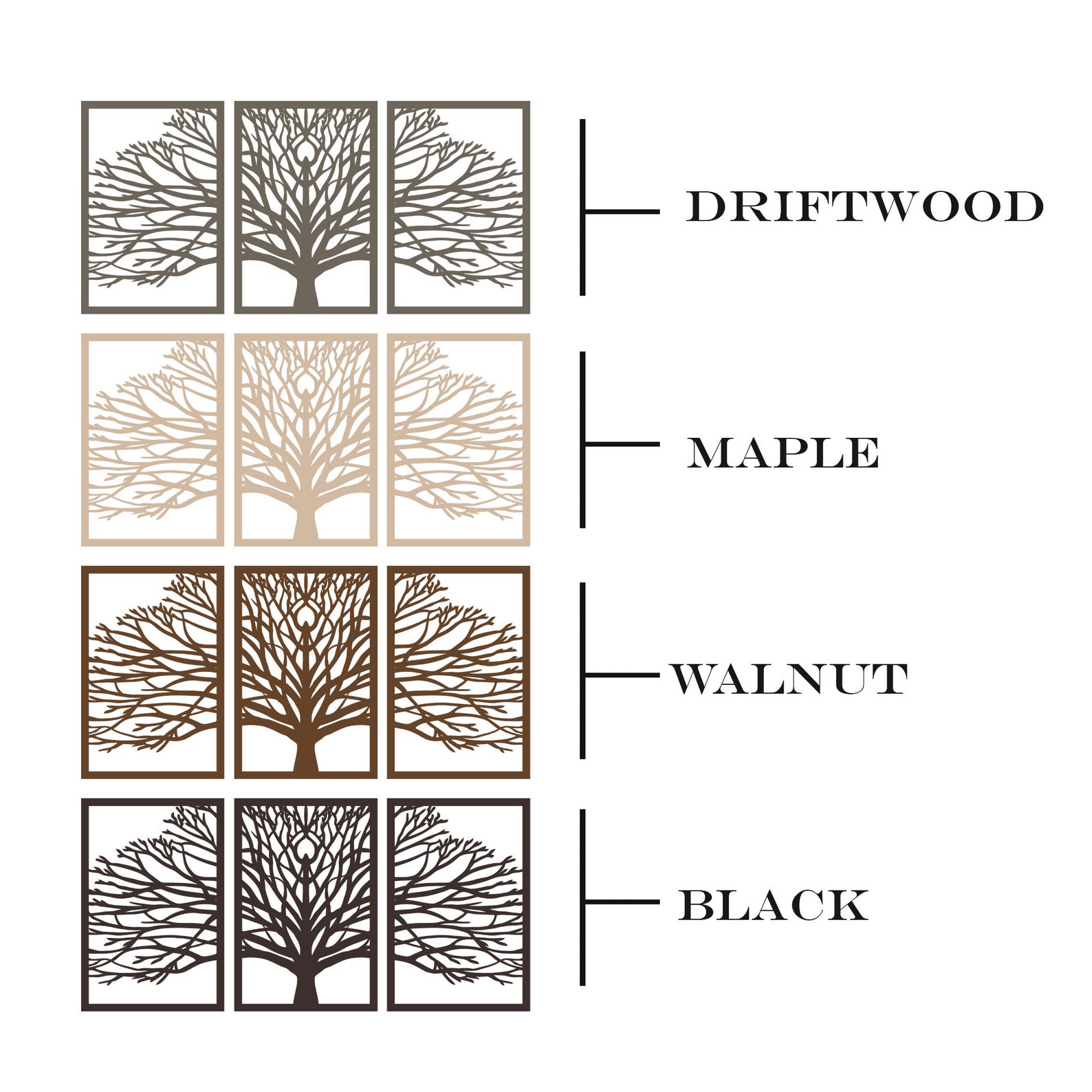 Zen Tree Wood Wall Art 3D Panels Set of 3 Textured Wall Art - Etsy