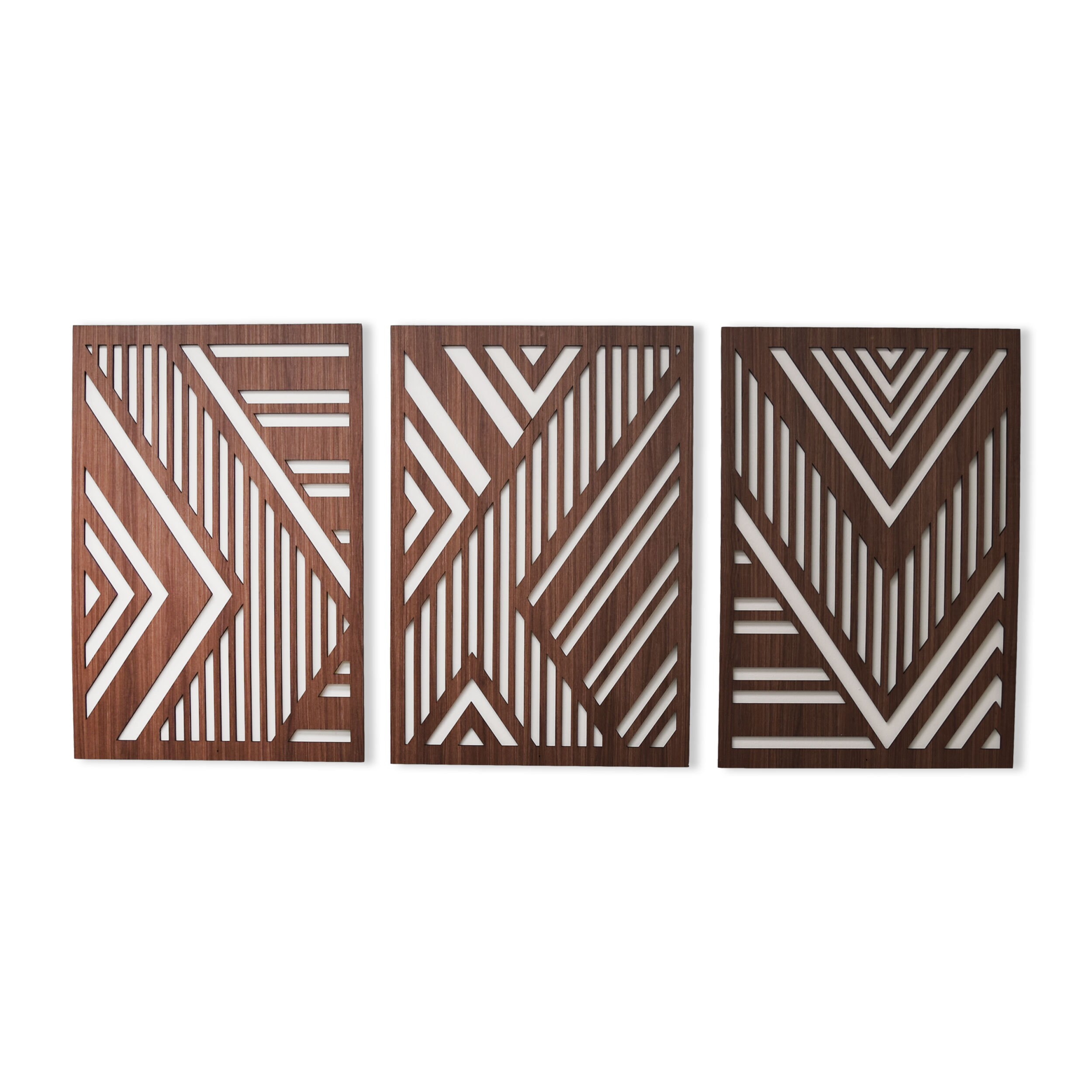 Wood Wall Decor Set of 3 Geometric Wood Art 3D Textured - Etsy