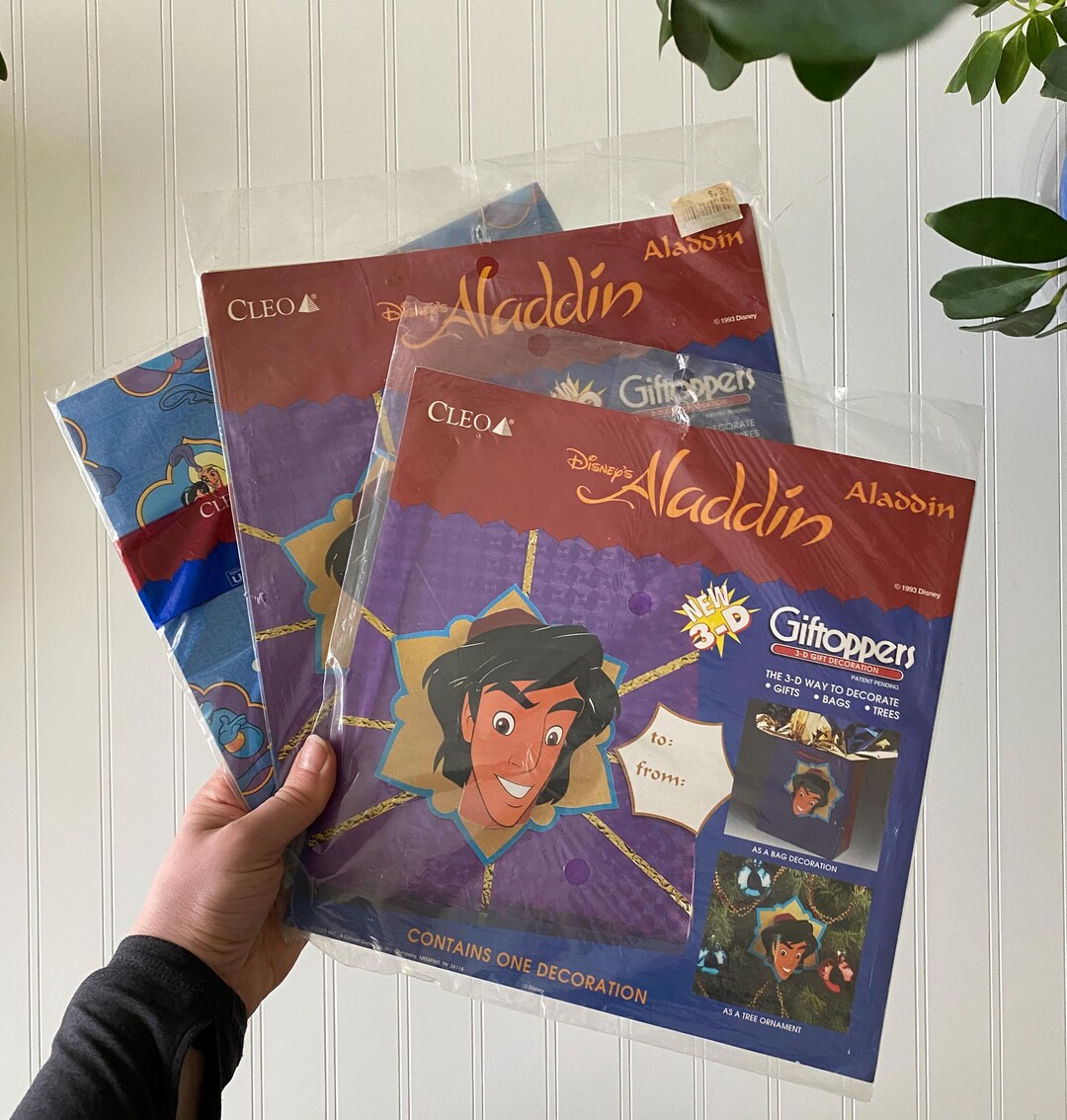 Vintage Aladdin and Genie Gift Wrap | Y2k Vintage Disney Wrapping Paper ...