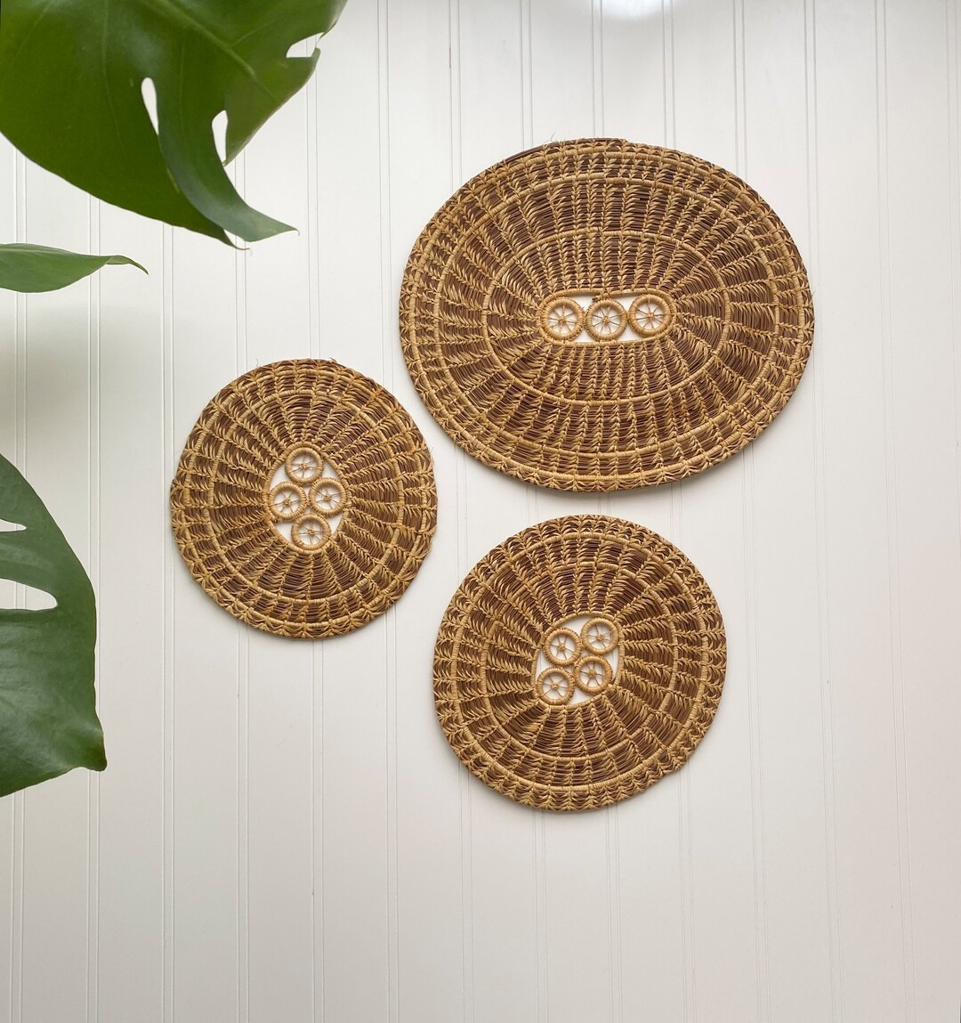 Set of 3 Accent Wall Oval Shape Wall Hanging | Vintage Bohemian Home ...