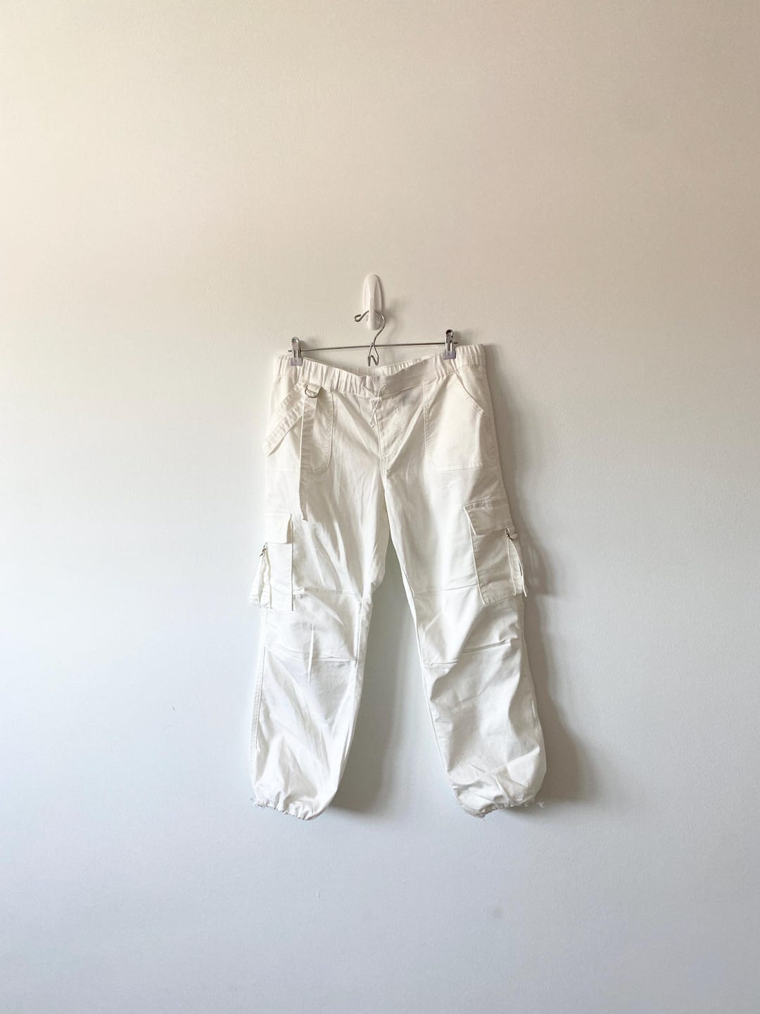 Y2k White Cargo Capri | Vintage White Cotton Blend Cargo Capri's ...