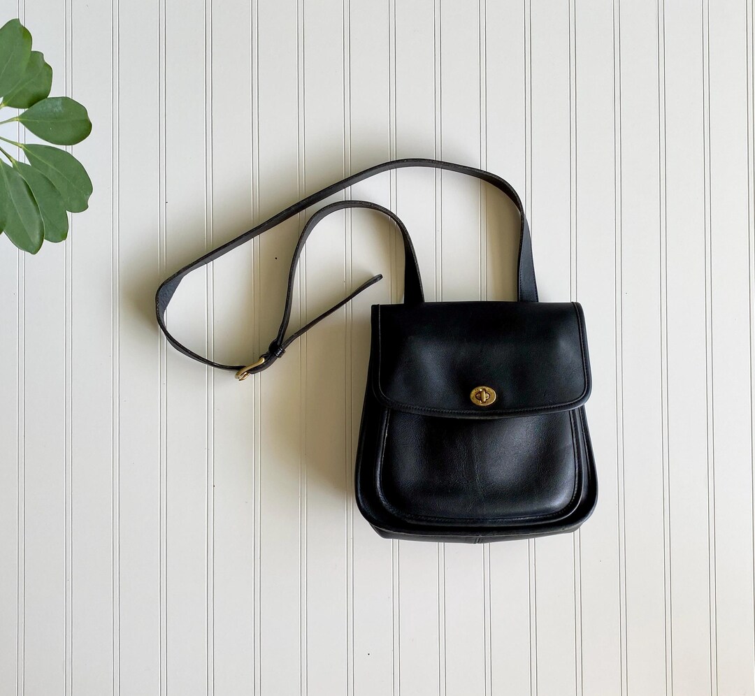 Vintage Coach Side Pack Crossbody Purse | Vintage Black Leather ...