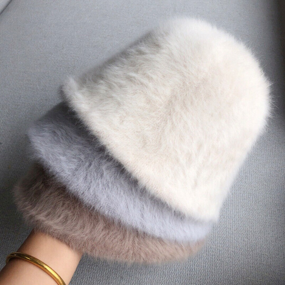 Rabbit Fur Bucket Hat Korean Style Warm Bucket Hat Warm - Etsy