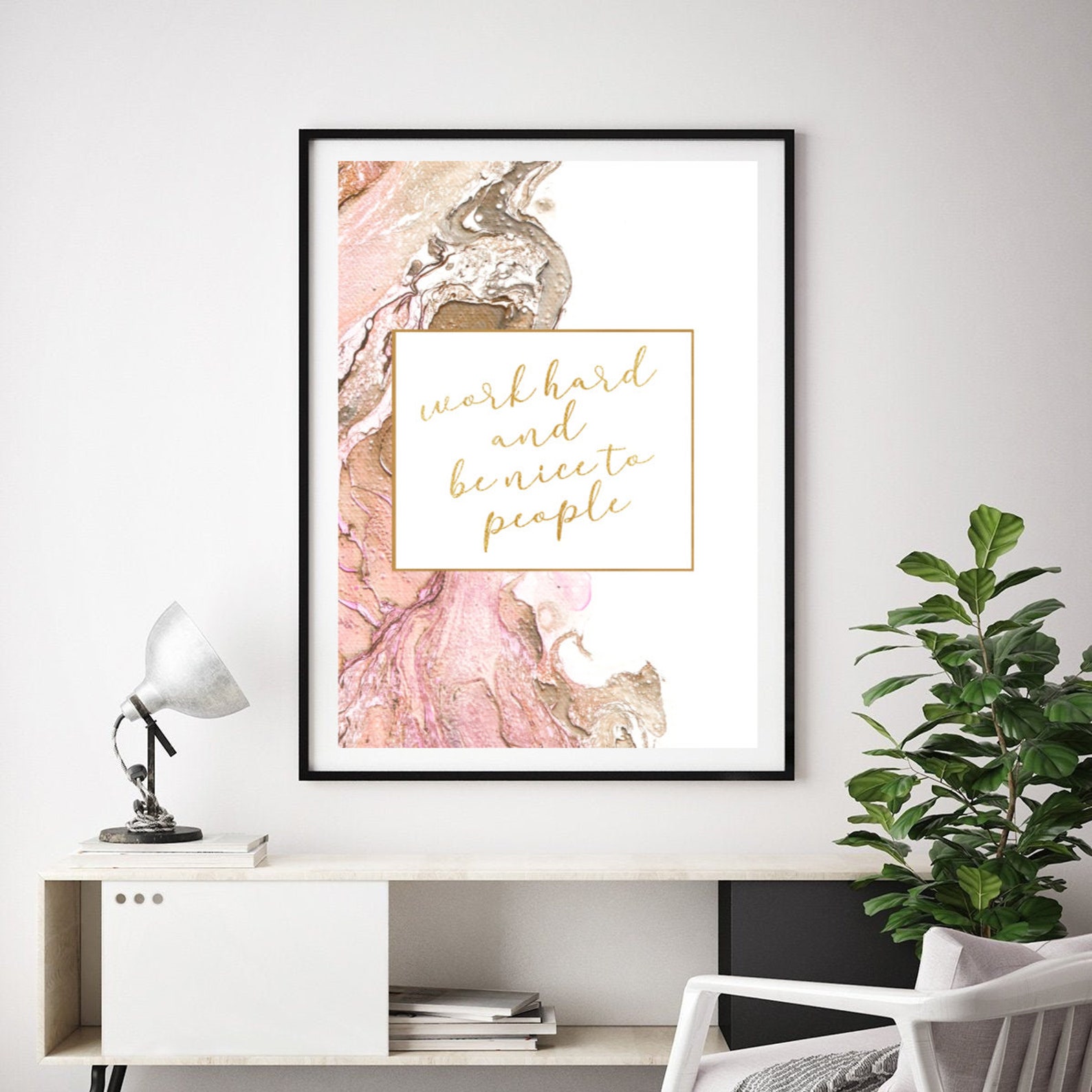 Motivational Quote Wall Art for Girl Boss Work Hard and Be - Etsy