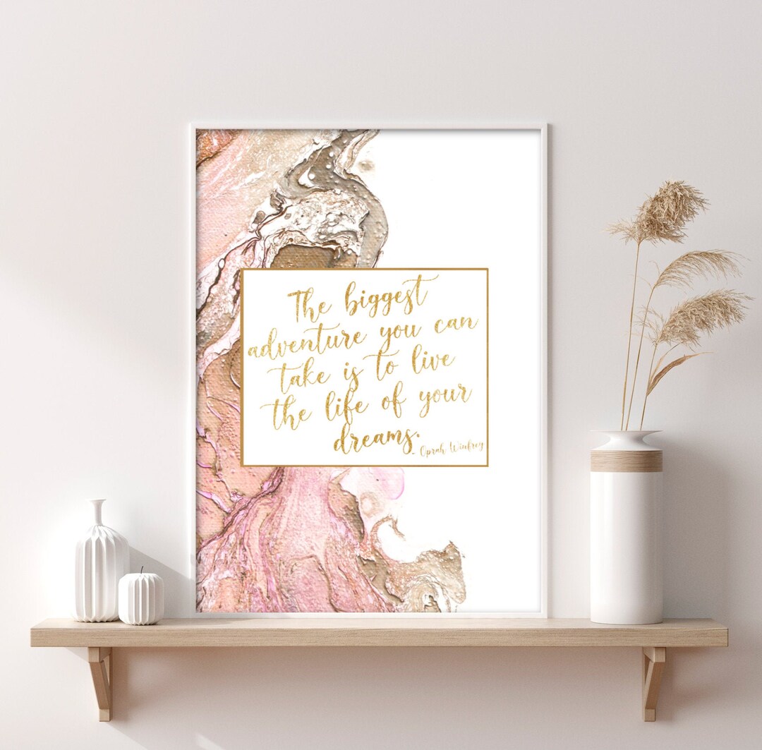 The Biggest Adventure, Motivational Quote Wall Art for Girl Boss, Blush ...