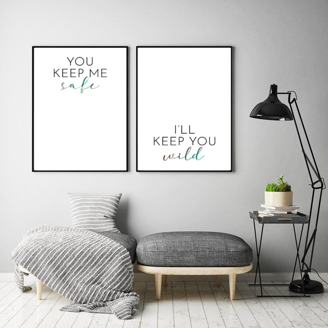 Bedroom Print Set of Prints for Over Bed Set of 2 Quote - Etsy