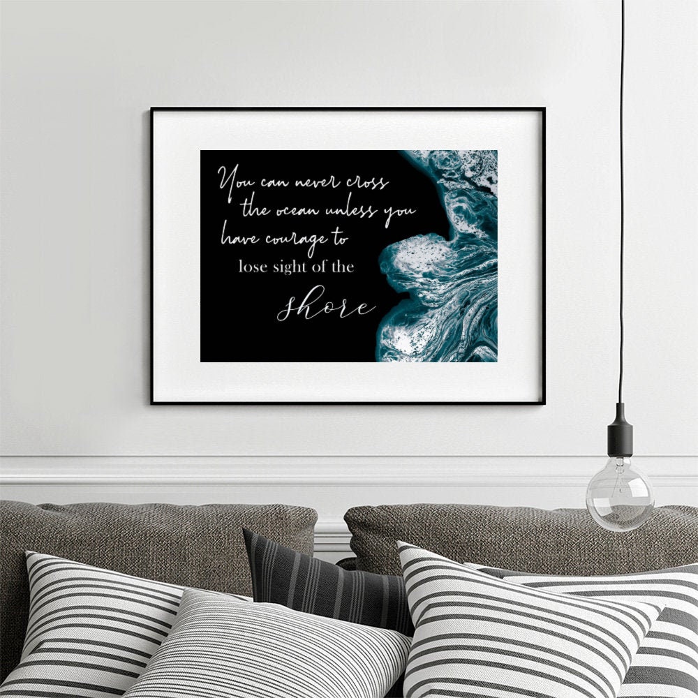 Motivational Quote Wall Art Blue Black and White Office | Etsy