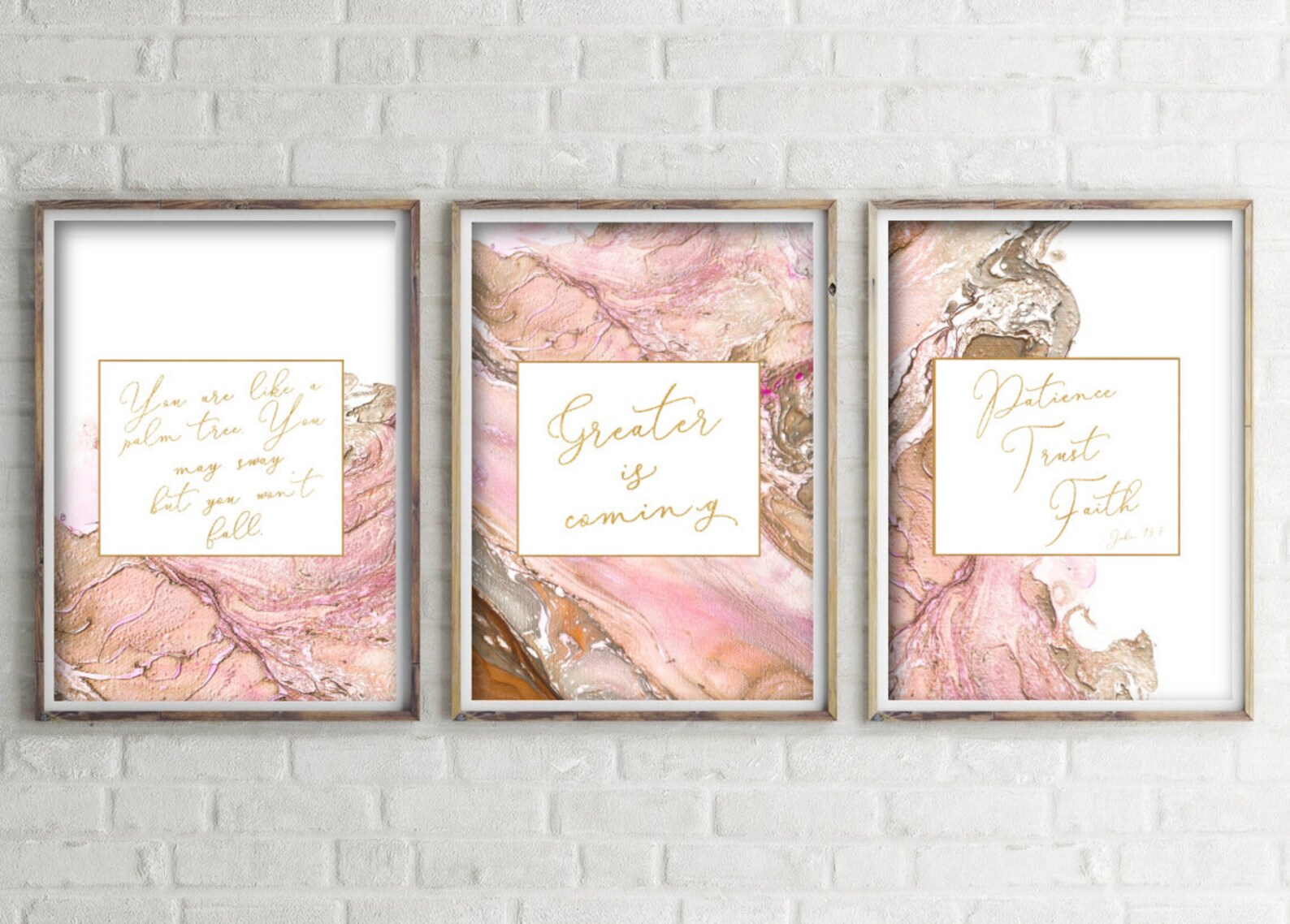 Motivational Quote Wall Art Work Hard and Get Success Blush - Etsy
