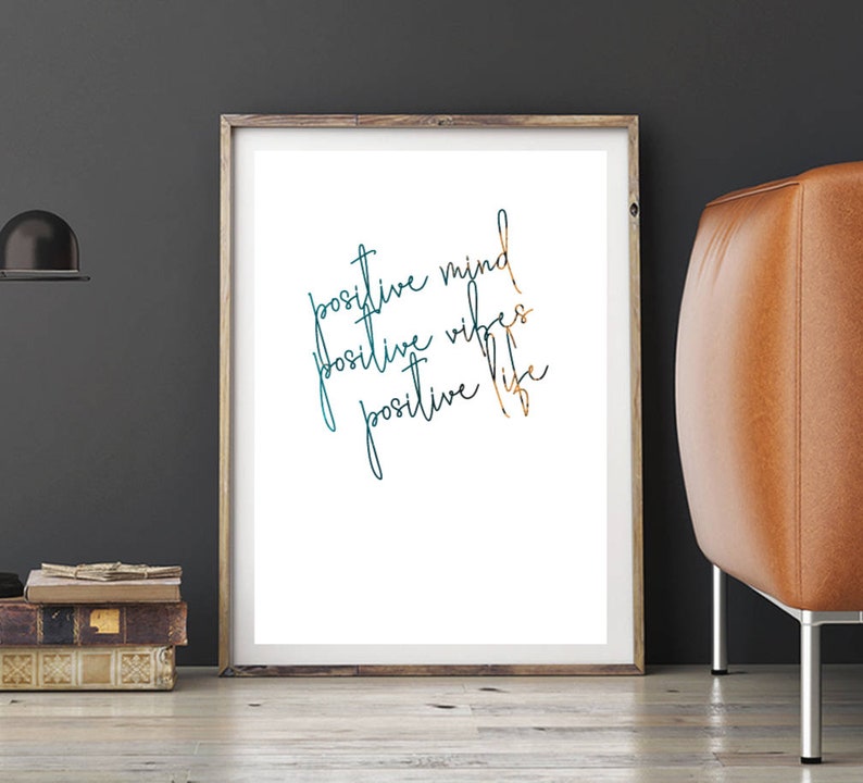 Positive mind Positive vibes Positive life Printable Wall | Etsy
