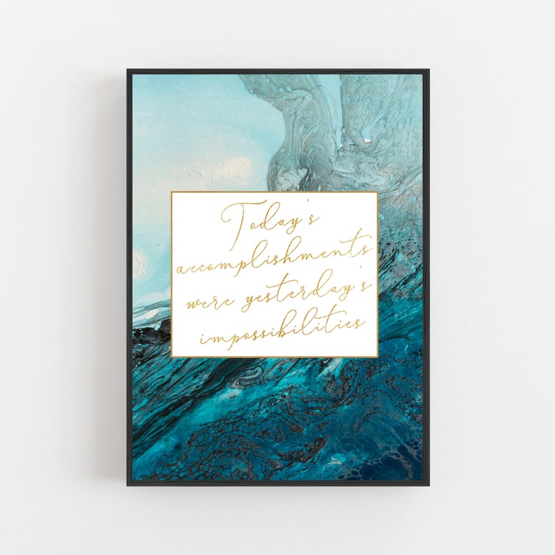 Motivational Quote Wall Art Work Hard and Get Success Teal - Etsy