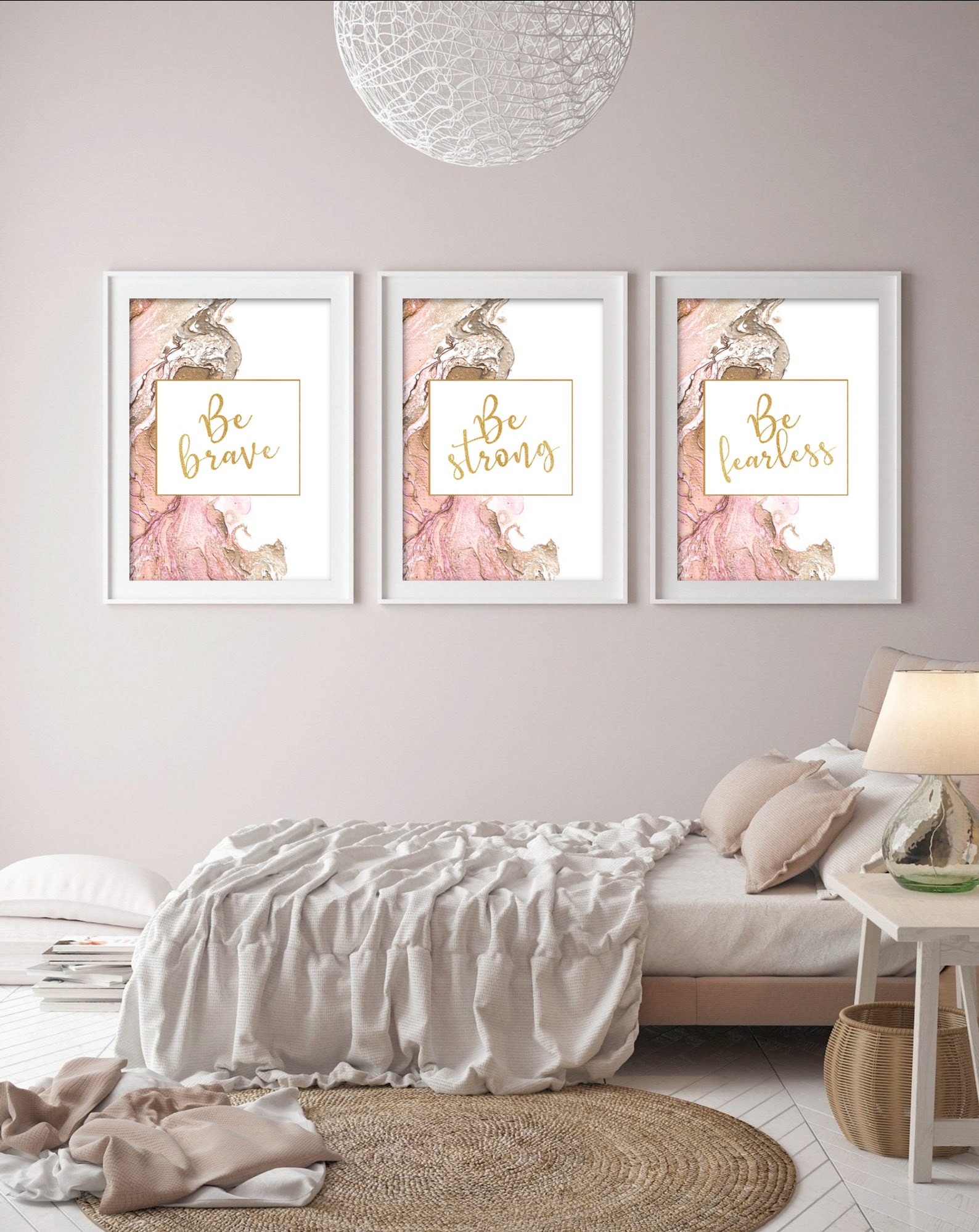 Motivational Quote Wall Art Be Brave Be Strong Be Fearless - Etsy