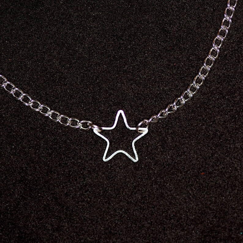 Open Star Necklace Geometric Necklace Open Star Silver - Etsy