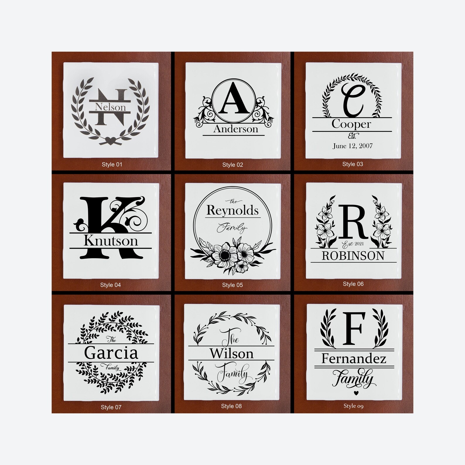 Personalized, Laser-engraved Ceramic Coaster Set 4 Coasters, 9 Styles ...