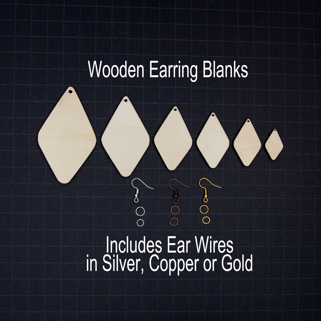 Bulk Unfinished Wood Diamond Blanks With Earwires Diamond Wood Earrings ...