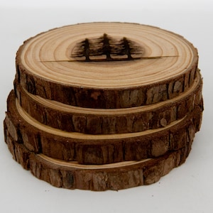 Custom Engraved Tree Coasters - Rustic Wood Slice Set for Home Decor ...