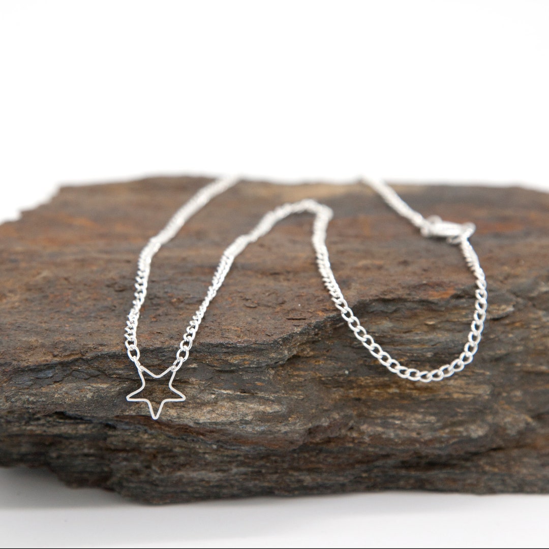 Open Star Necklace, Geometric Necklace, Open Star, Silver Necklace ...
