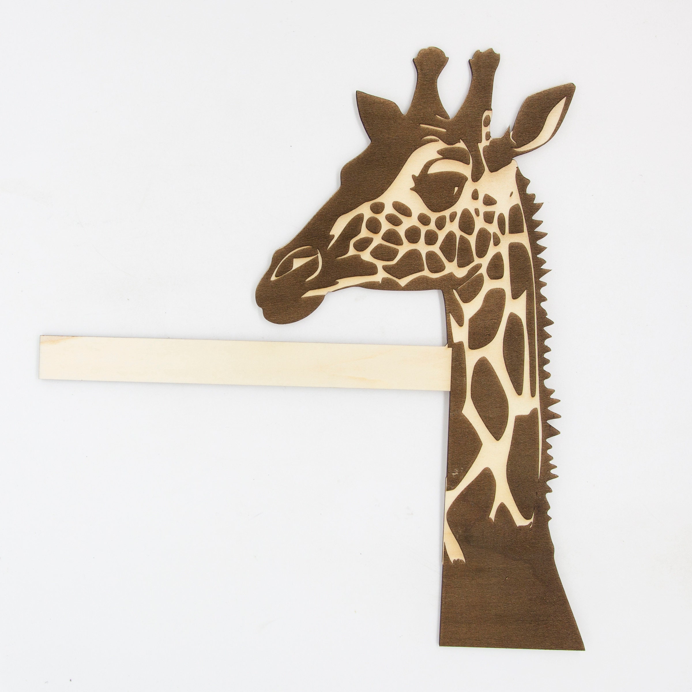 Giraffe Door Corner Decoration - Laser Cut and Engraved Wood - 11" Tall ...