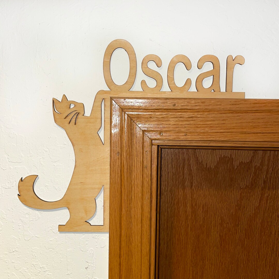 Personalized Cat Door Corner | Peronalized Cat Door Topper | Laser Cut ...