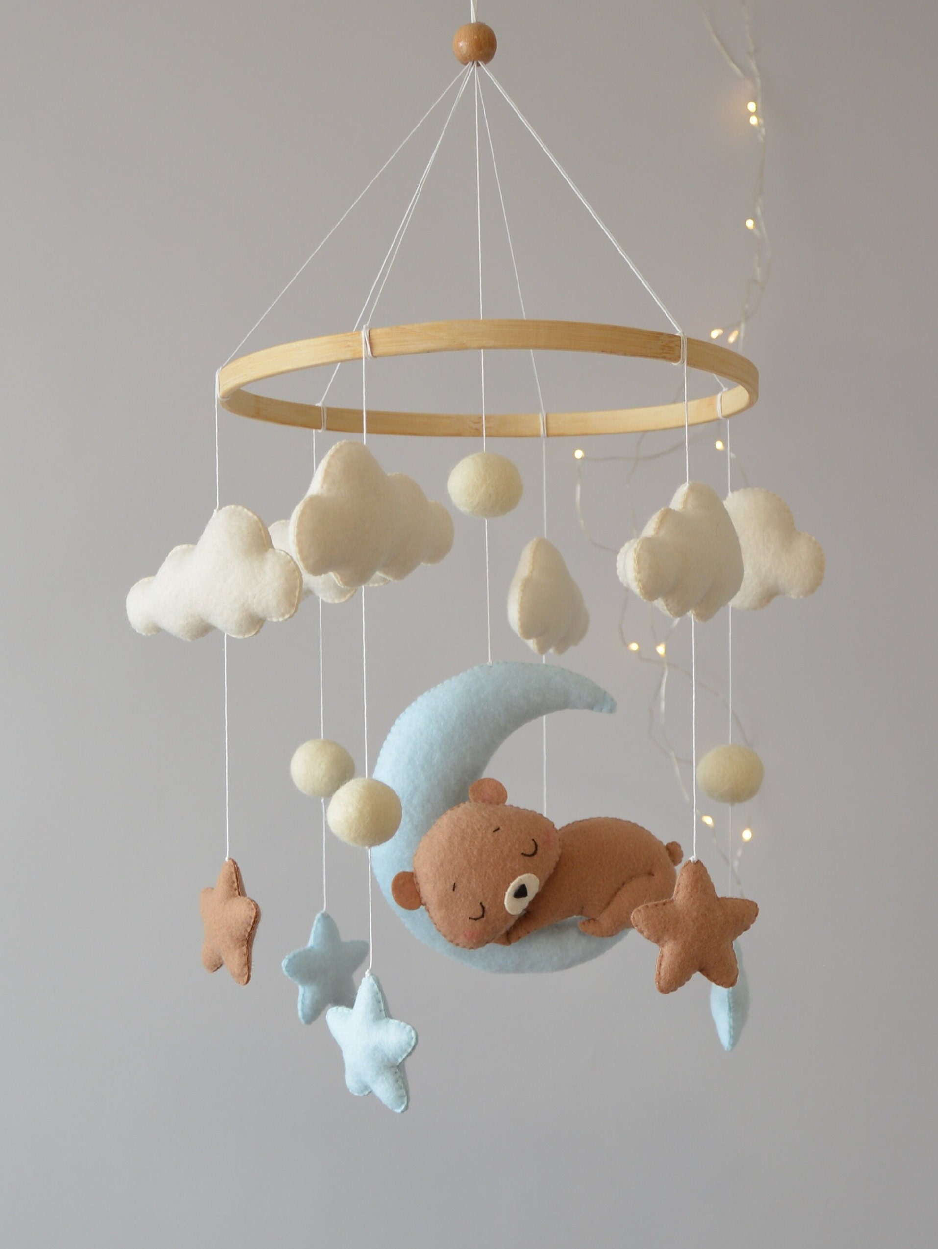 Bear Baby Mobile Boy. Baby Mobile With Sleeping Bear. - Etsy