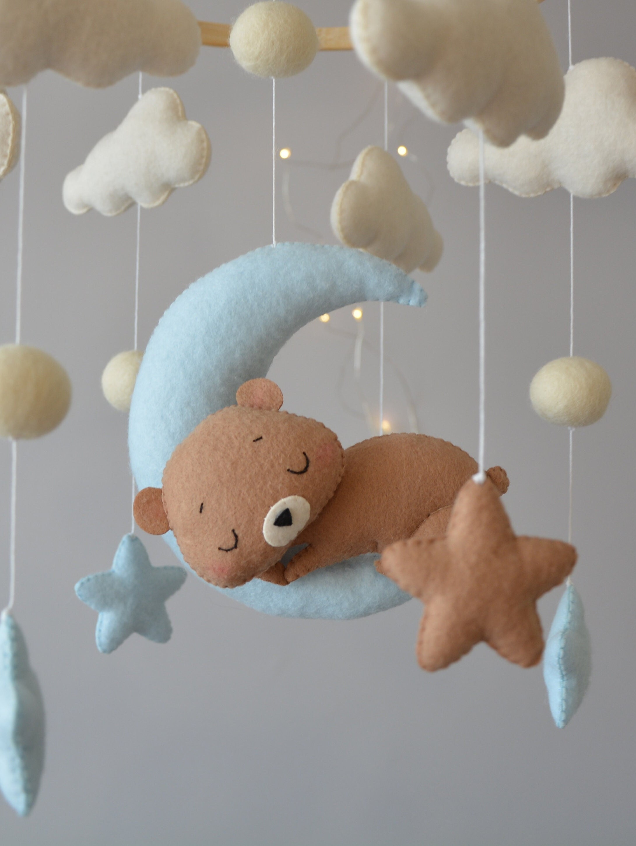 Bear Baby Mobile Boy. Baby Mobile With Sleeping Bear. - Etsy