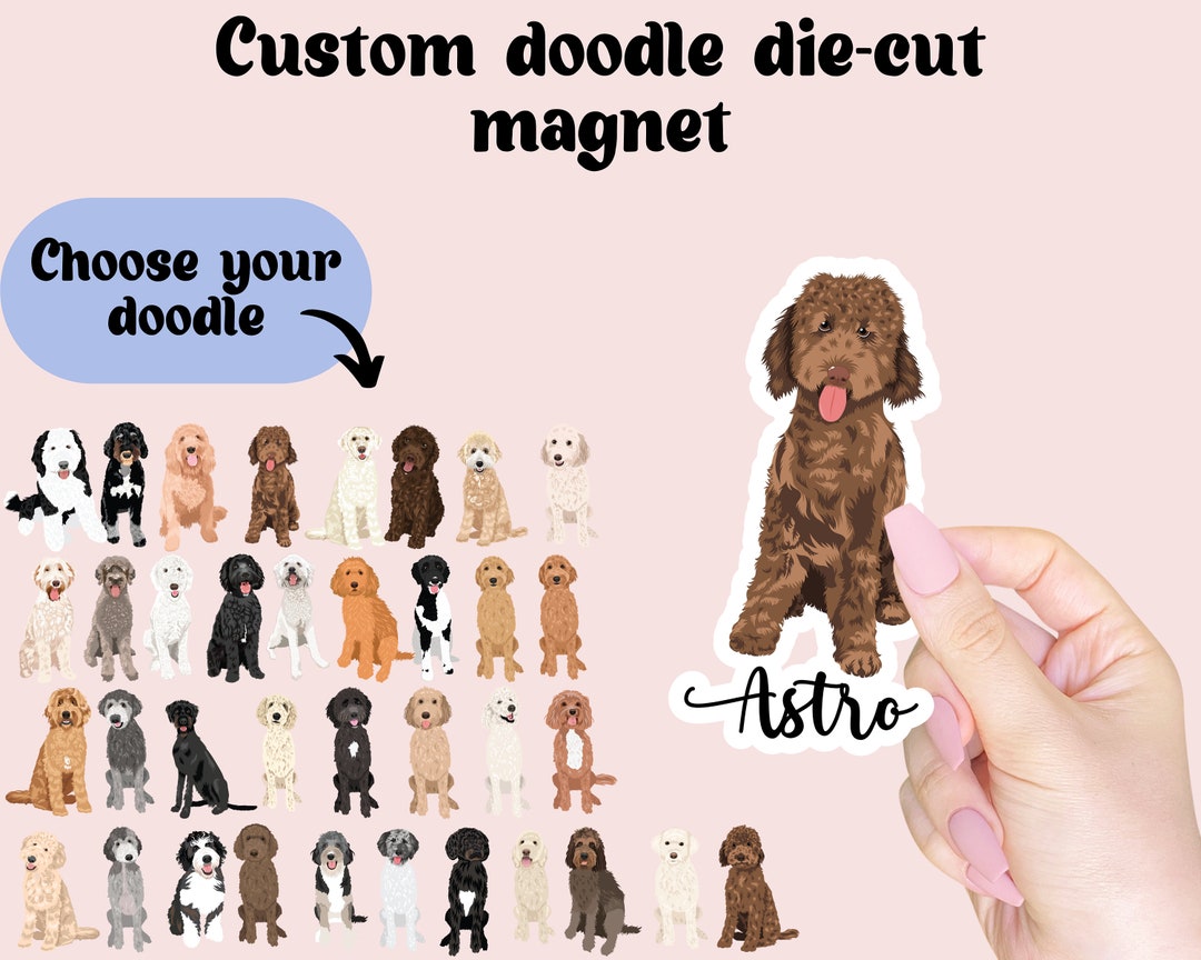 Personalized Doodle Die-cut Magnet, Labradoodle Dog Mom Magnet, Custom ...