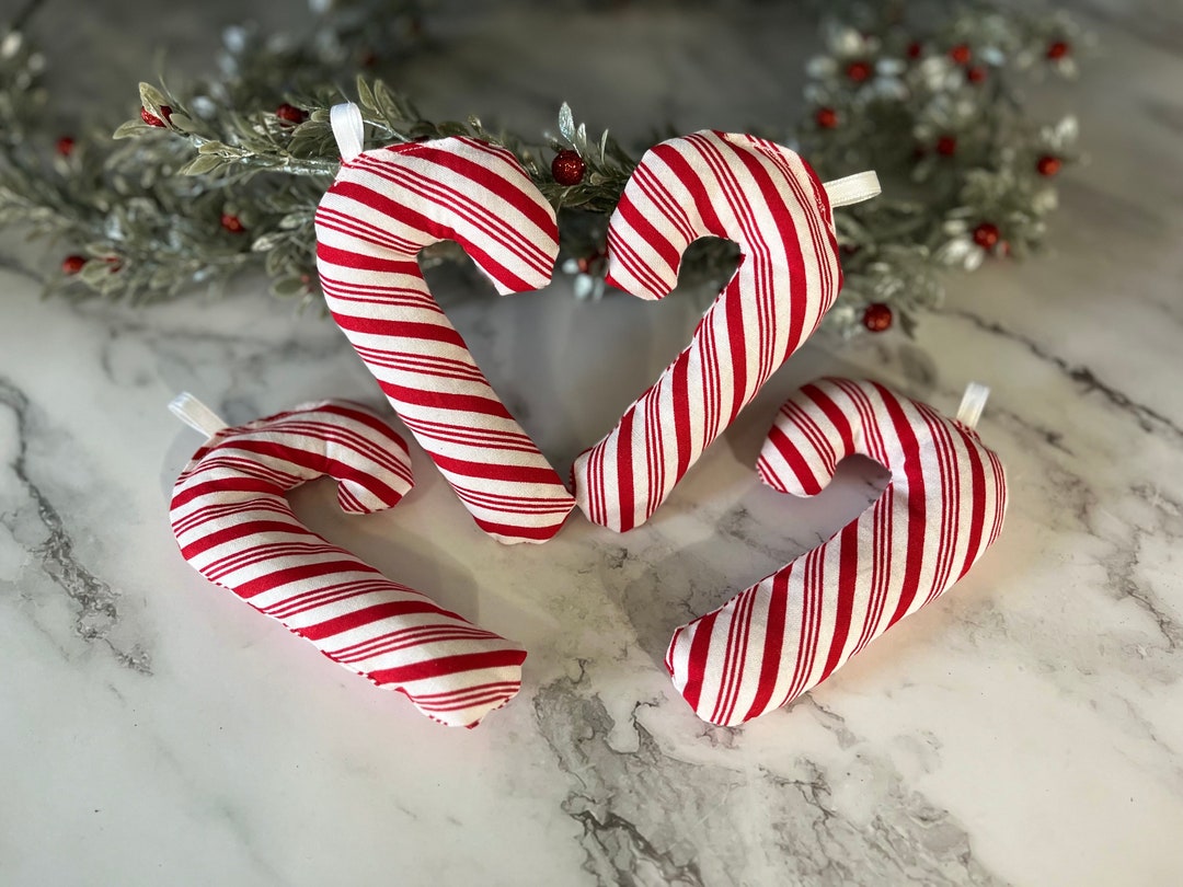 Mini Stuffed Fabric Candy Cane Decor Christmas Decor Candy Cane ...