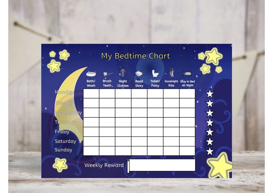 Bedtime Chart A4, INSTANT DOWNLOAD, Sleep Chart, Bedtime Routine - Etsy