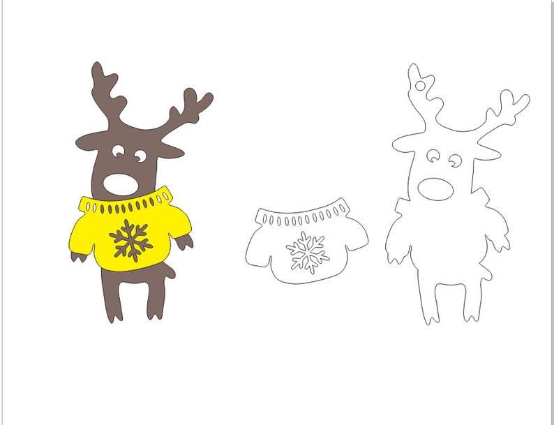 Santa Claus's Reindeer Laser Cut SVG File DXF for Laser Cutting ...