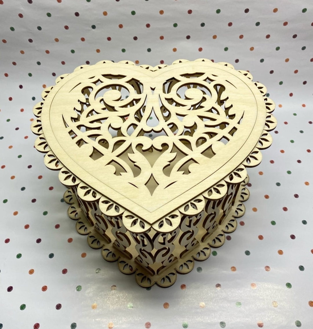 Heart Box Laser Cut File SVG and Other - Valentine Day Box Heart Shape ...