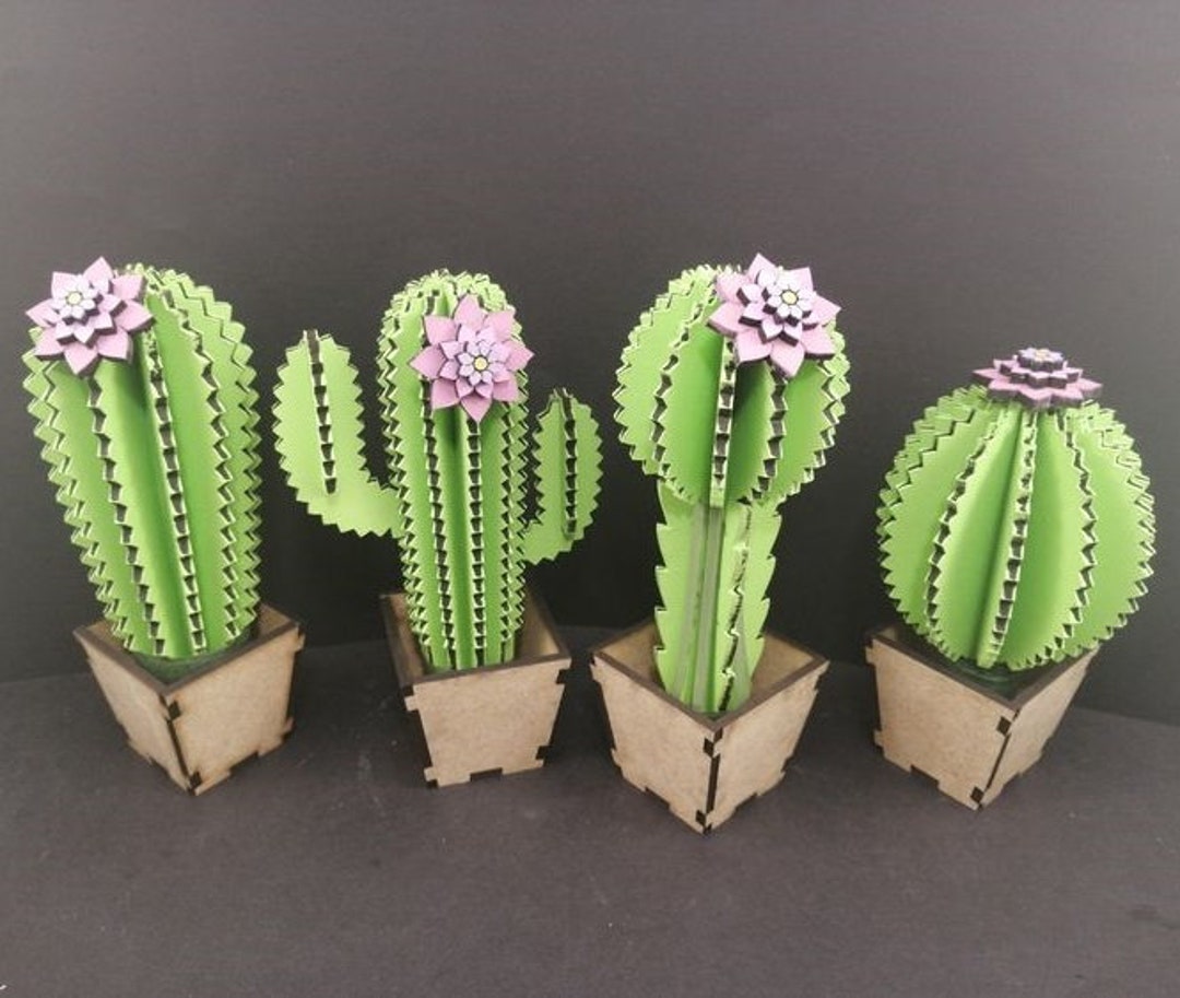 Cactus Laser Cutting 3d Cactus SVG Cnc 3d Flower Miniature - Etsy